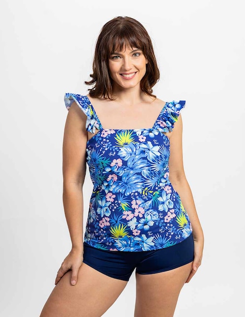 Top bikini Michael David estampado floral con copa preformadas para mujer 1
